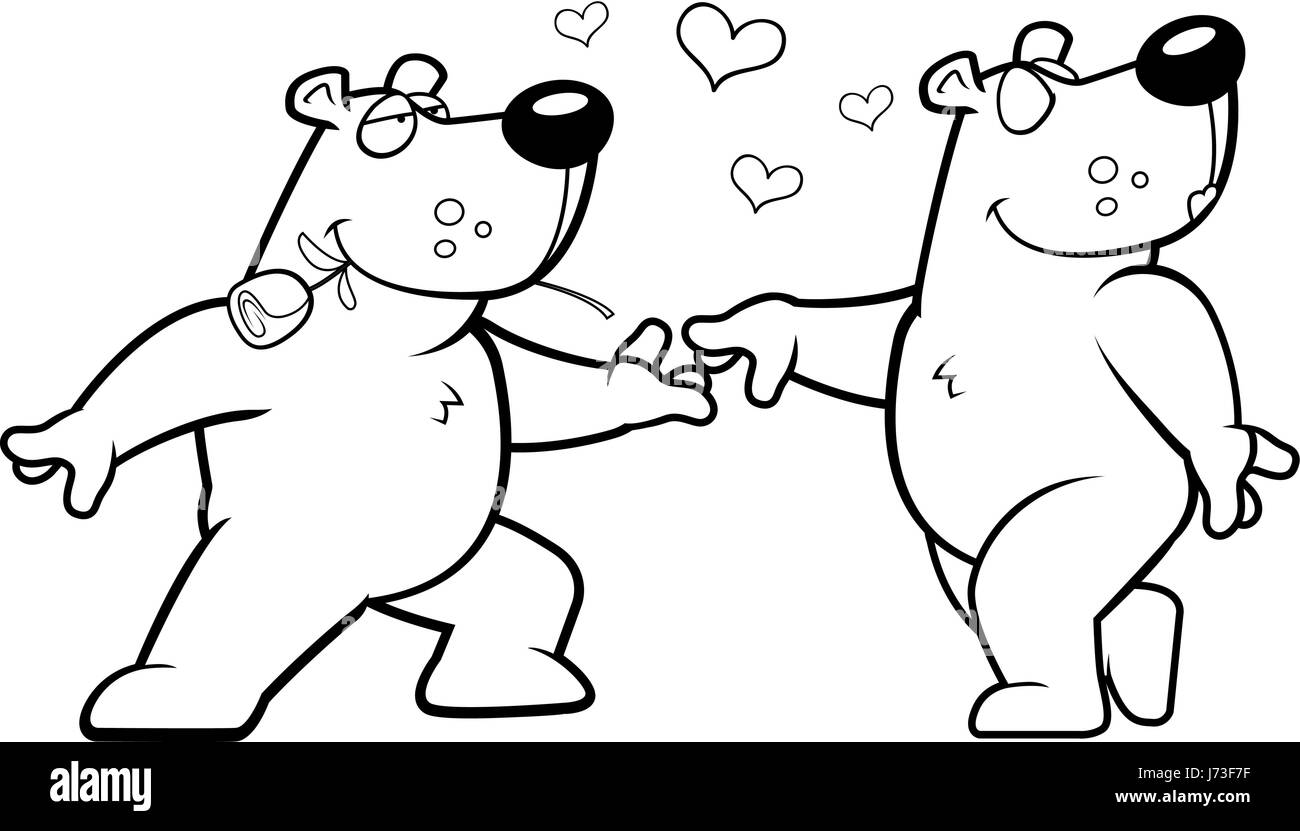 Two happy cartoon bears in love with each other Stock Vector Image ...