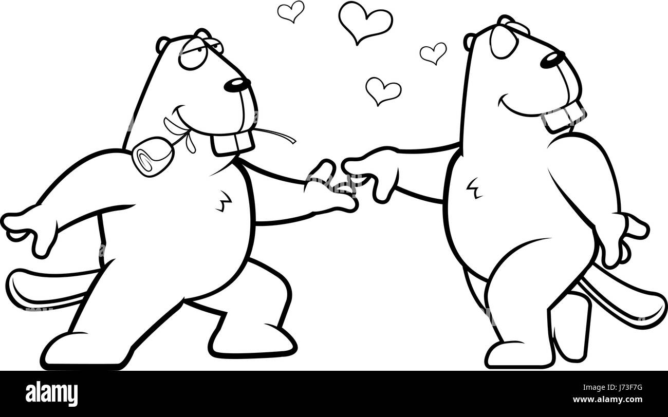 Two cartoon beavers happy and in love Stock Vector Image & Art - Alamy