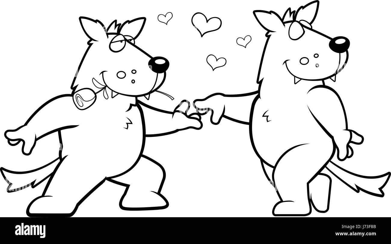 Two cartoon wolves happy and in love Stock Vector Image & Art - Alamy