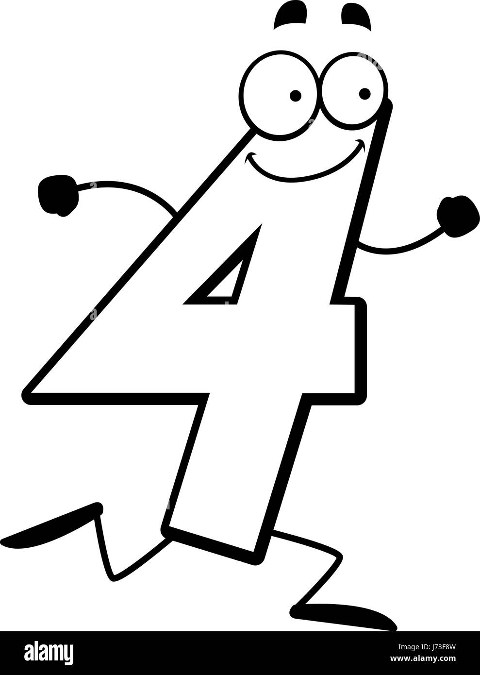 A cartoon illustration of a number four running and smiling Stock ...