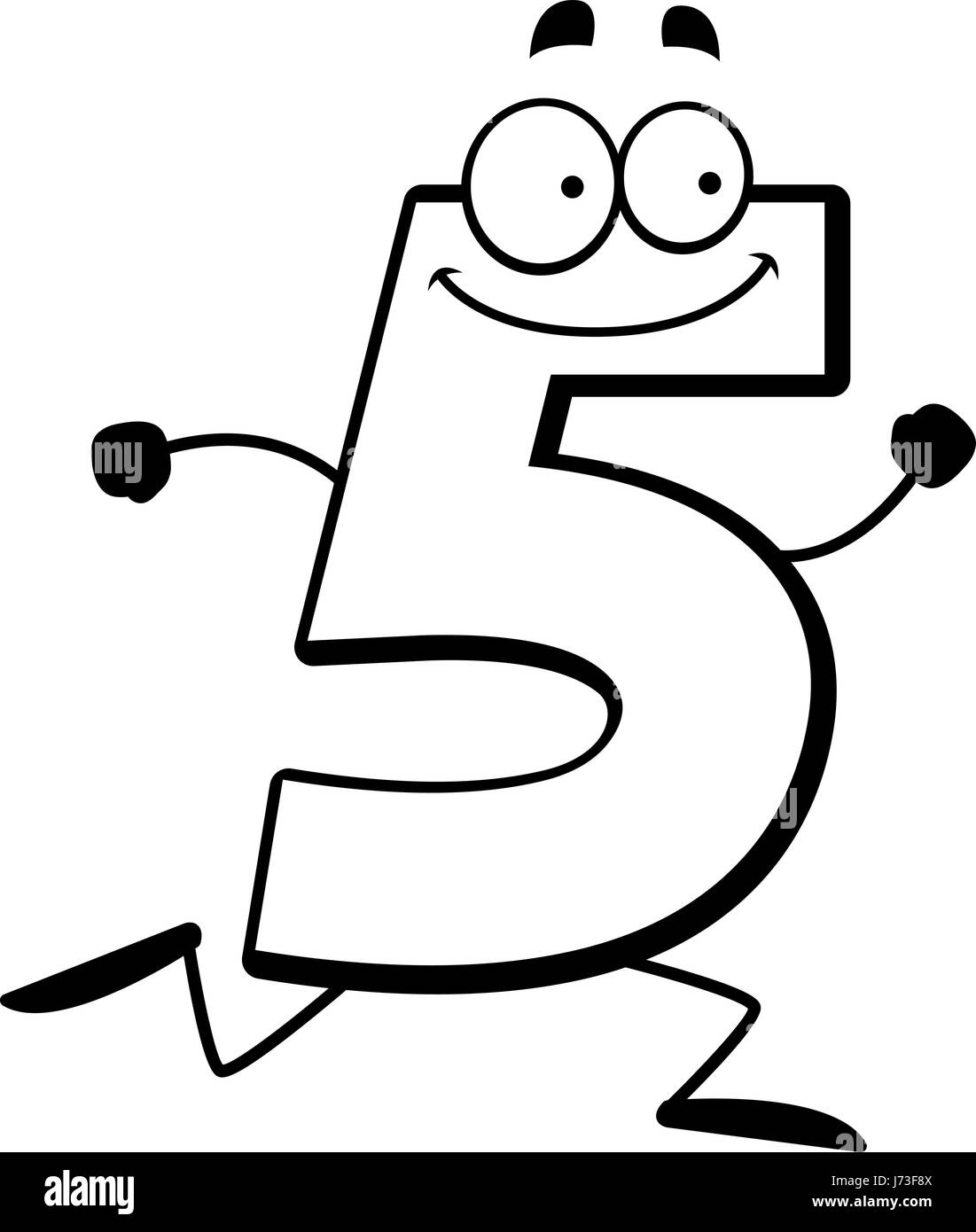 A cartoon illustration of a number five running and smiling Stock ...