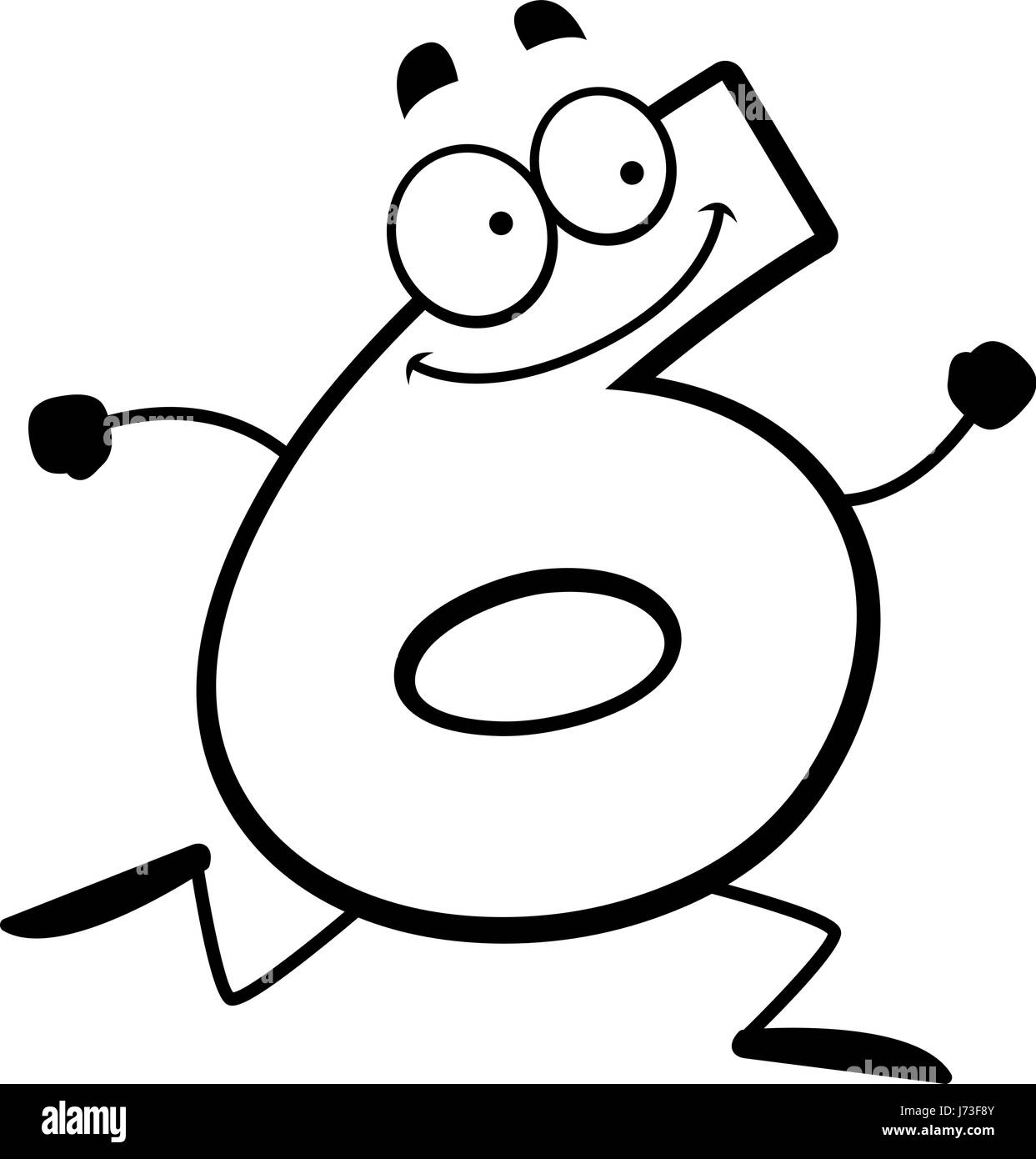 A cartoon illustration of a number six running and smiling Stock Vector ...