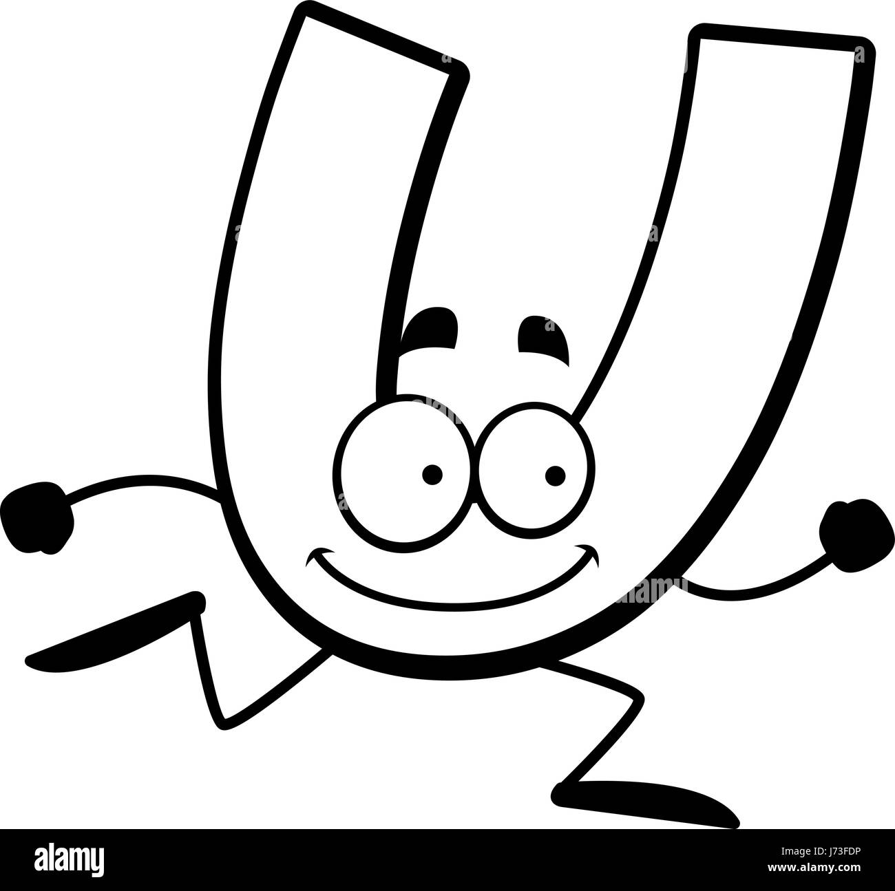 A cartoon illustration of a letter U running and smiling Stock Vector ...