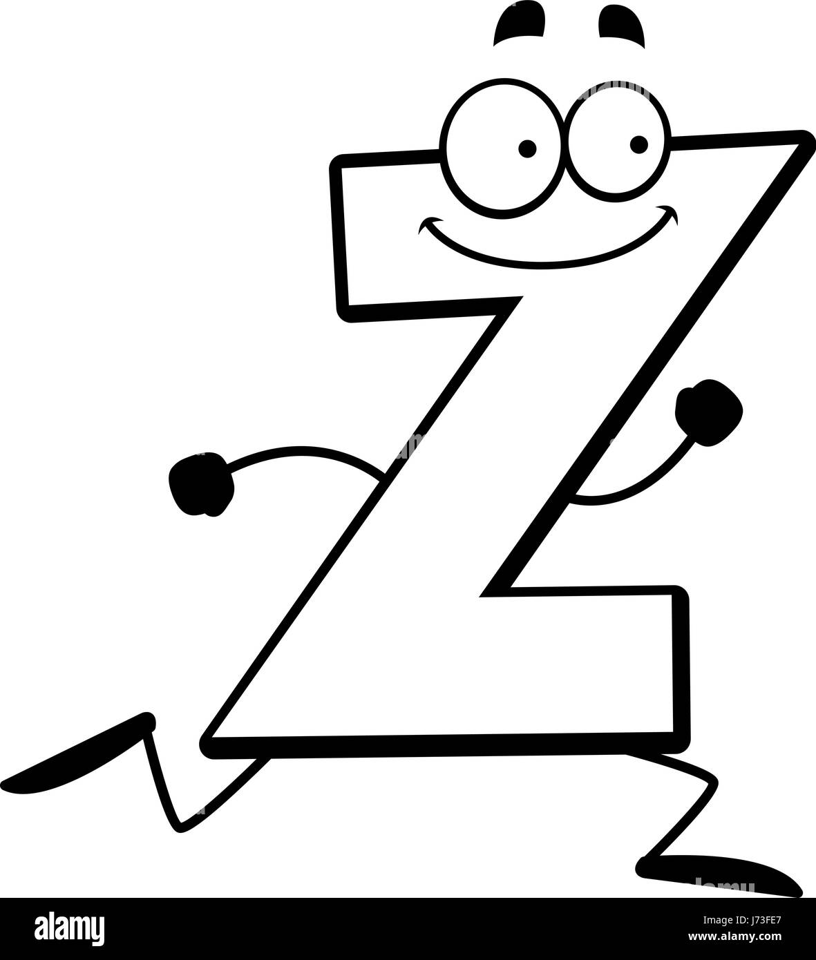 A cartoon illustration of a letter Z running and smiling Stock Vector ...