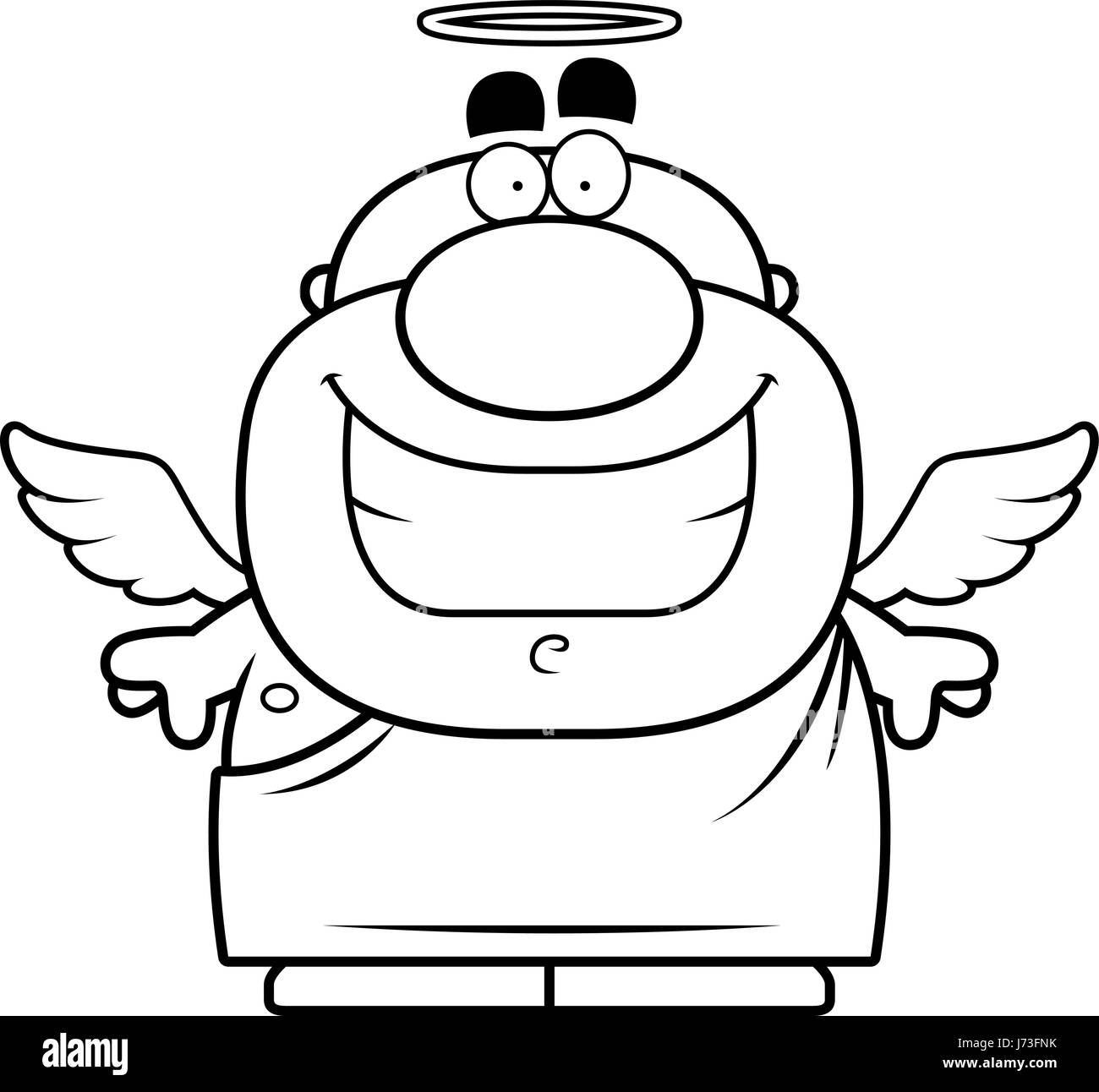 Cartoon little angel smiling happy Black and White Stock Photos ...