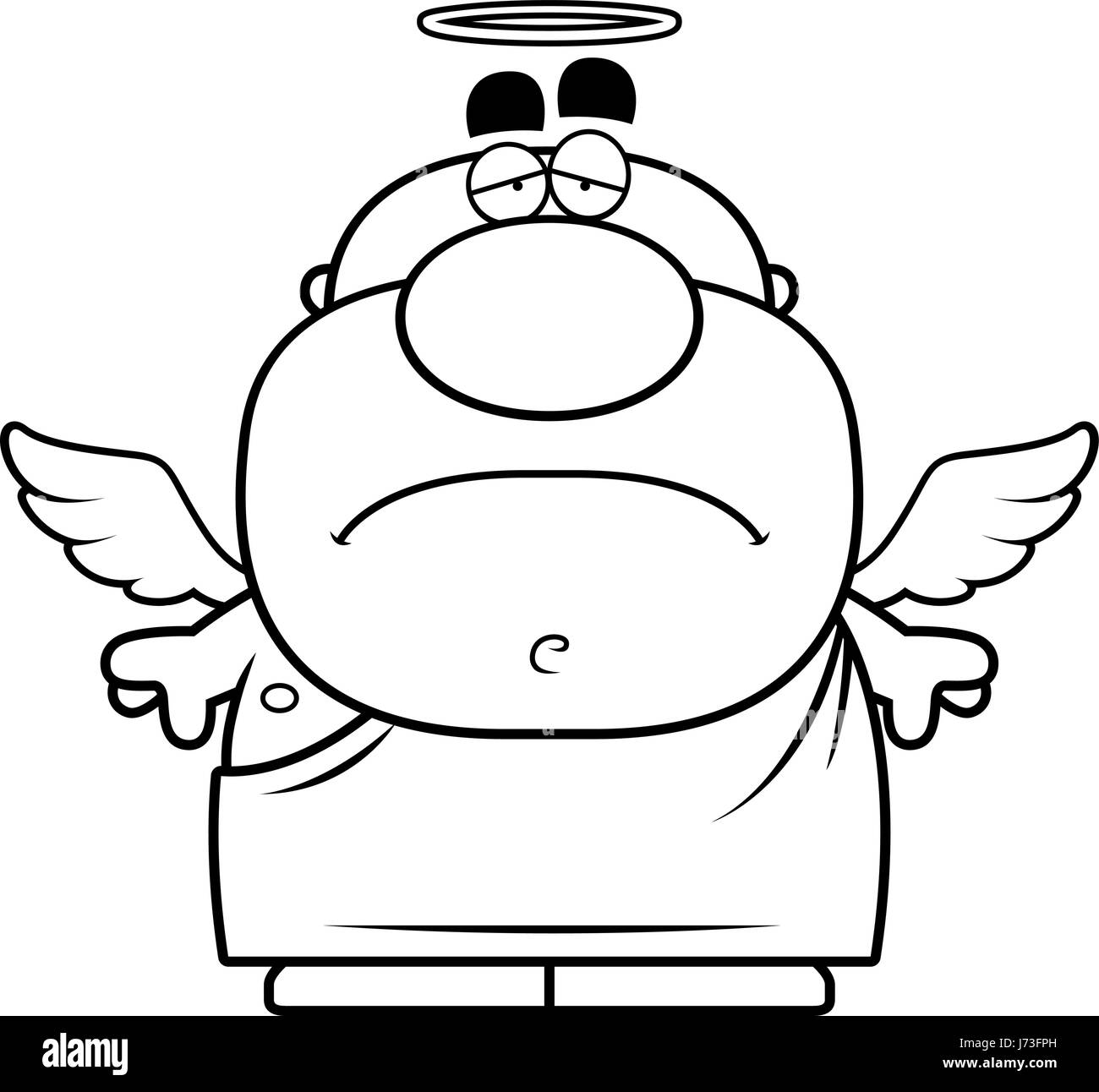 A cartoon illustration of an angel with a sad expression Stock Vector ...