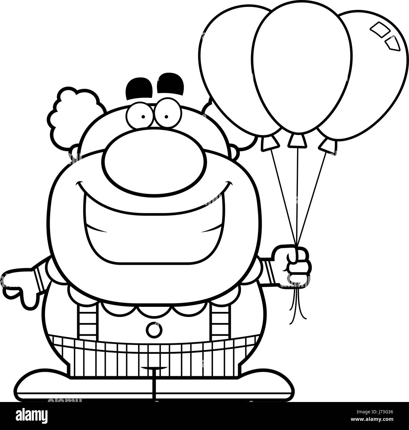 Clown With Balloons Clipart Bw