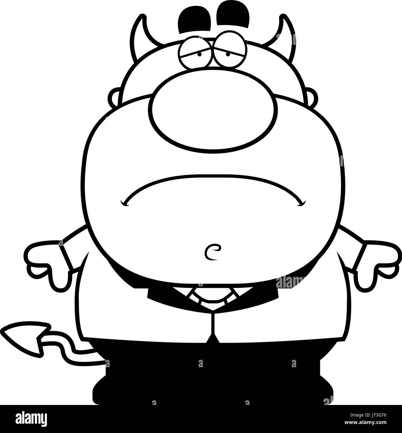 A cartoon illustration of a devil with a sad expression Stock Vector ...