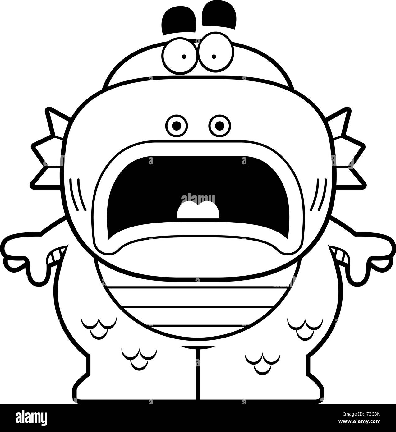 A cartoon illustration of a fish creature looking scared Stock Vector ...