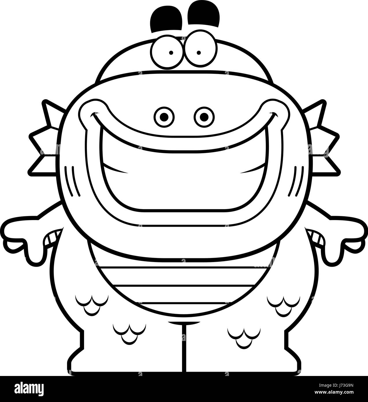 A cartoon illustration of a fish creature smiling Stock Vector Image ...