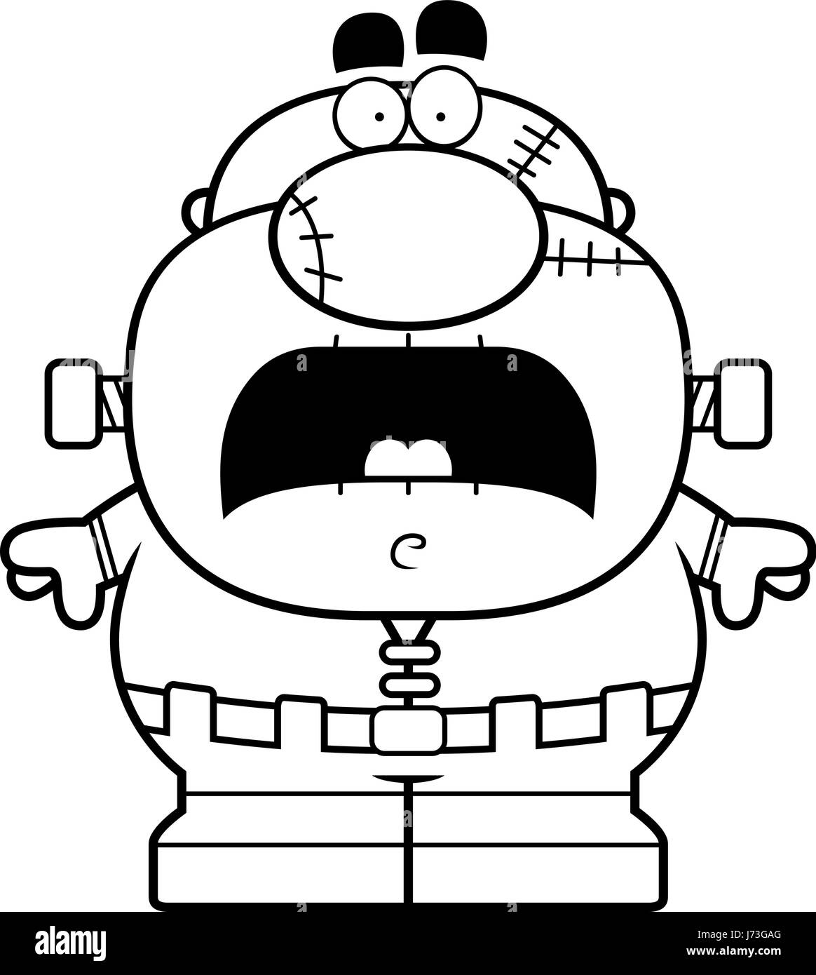 A cartoon illustration of a Frankenstein monster looking scared Stock ...