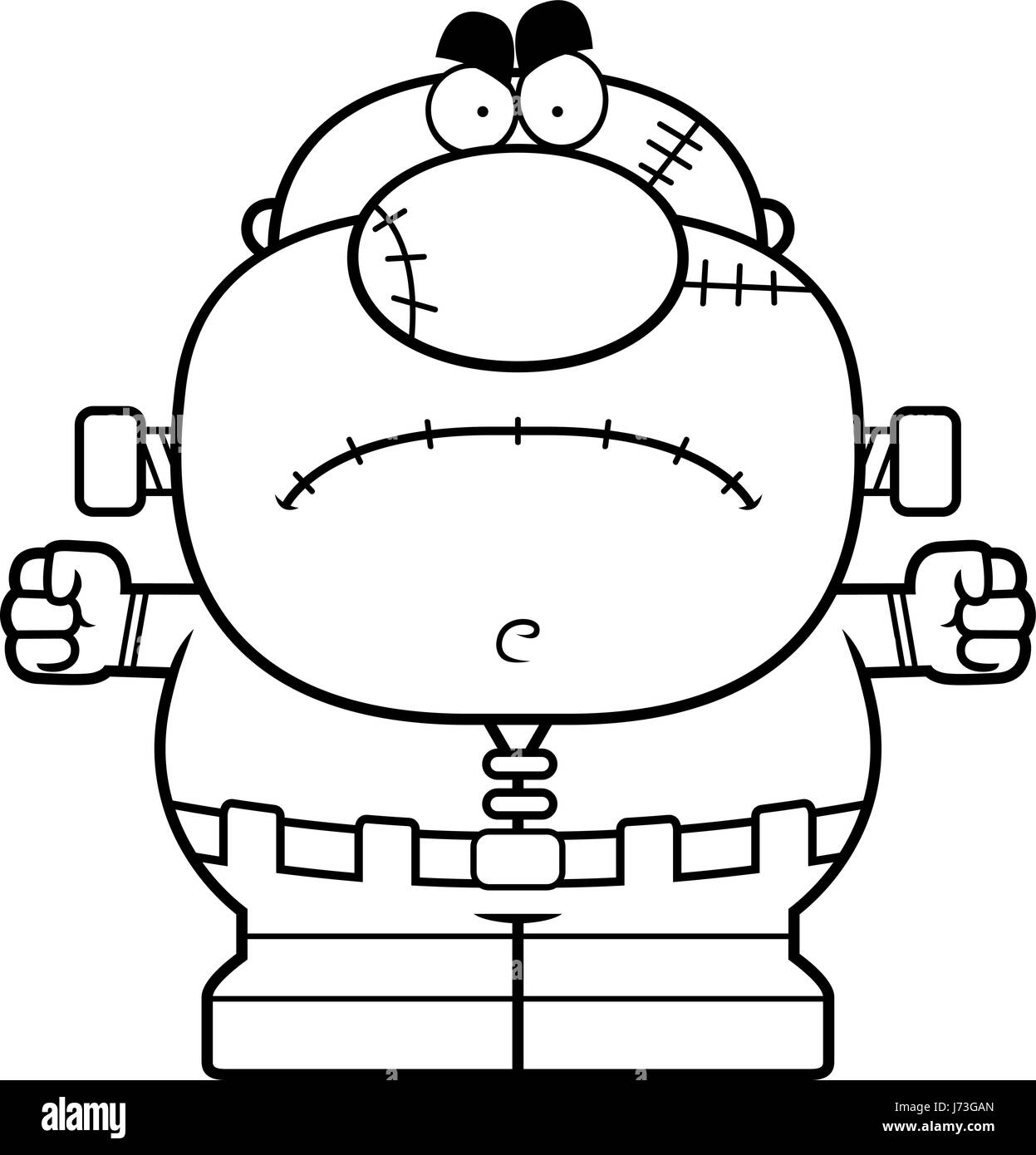 A cartoon illustration of a Frankenstein monster looking angry Stock ...