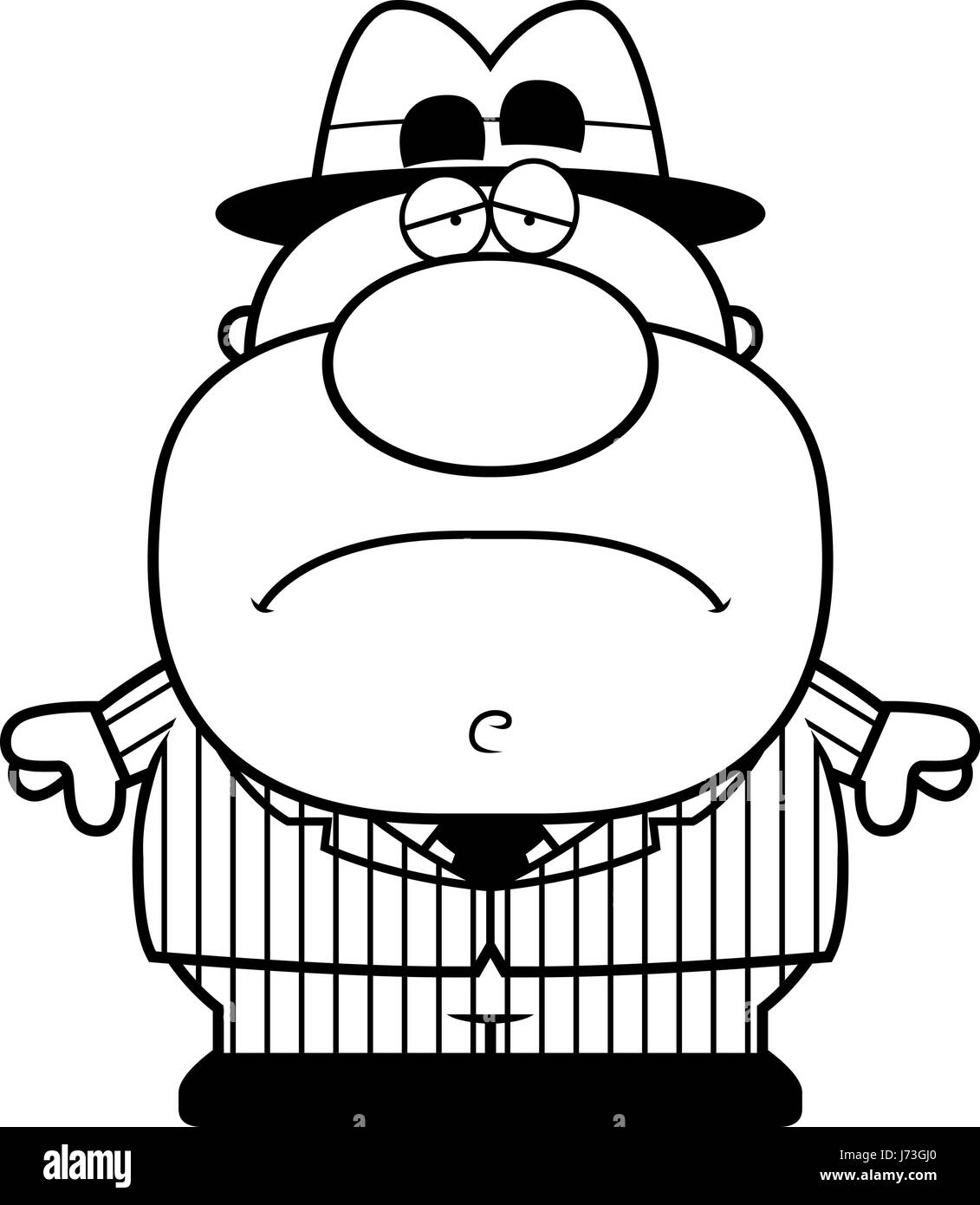 A cartoon illustration of a mobster with a sad expression Stock Vector ...