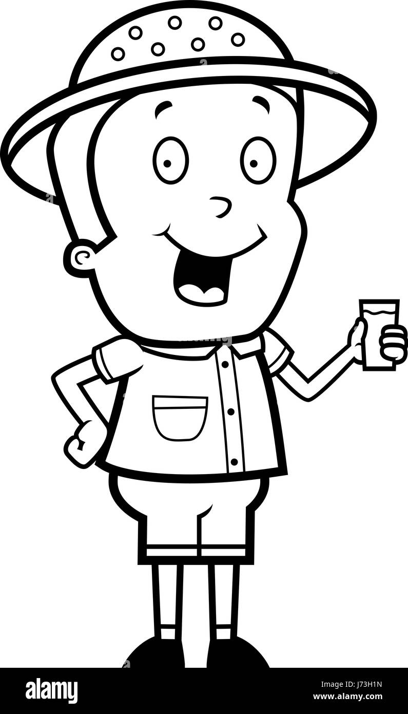 A happy cartoon explorer with a glass of water Stock Vector Image & Art ...