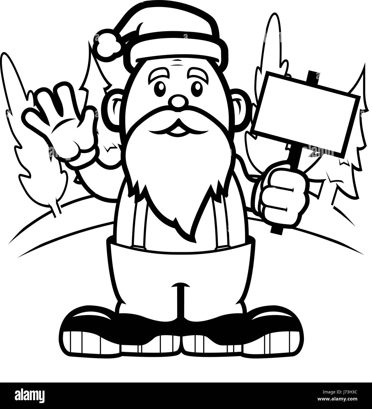 A cartoon Santa Claus holding a sign and waving Stock Vector Image ...