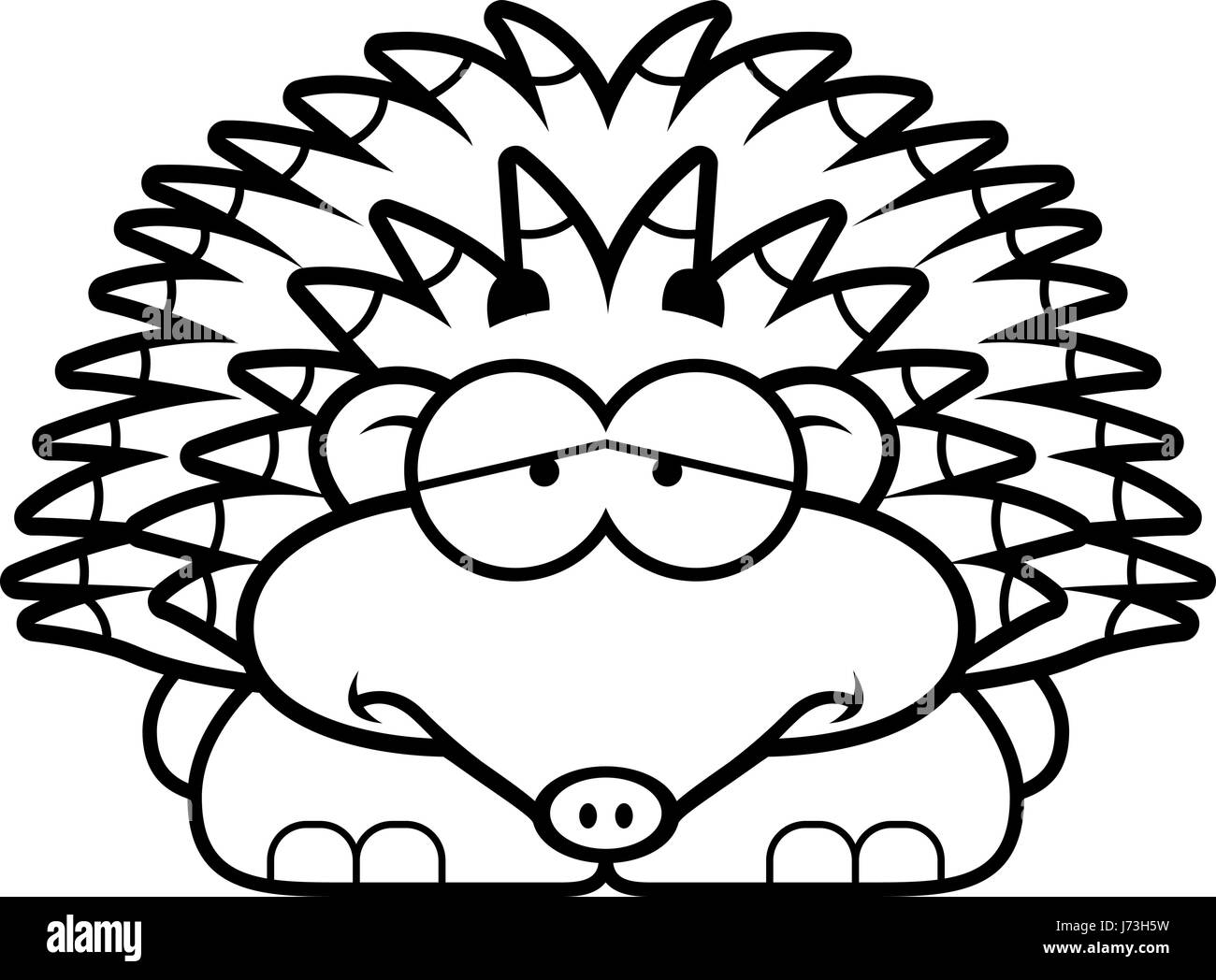 A cartoon illustration of a little hedgehog with a sad expression Stock ...
