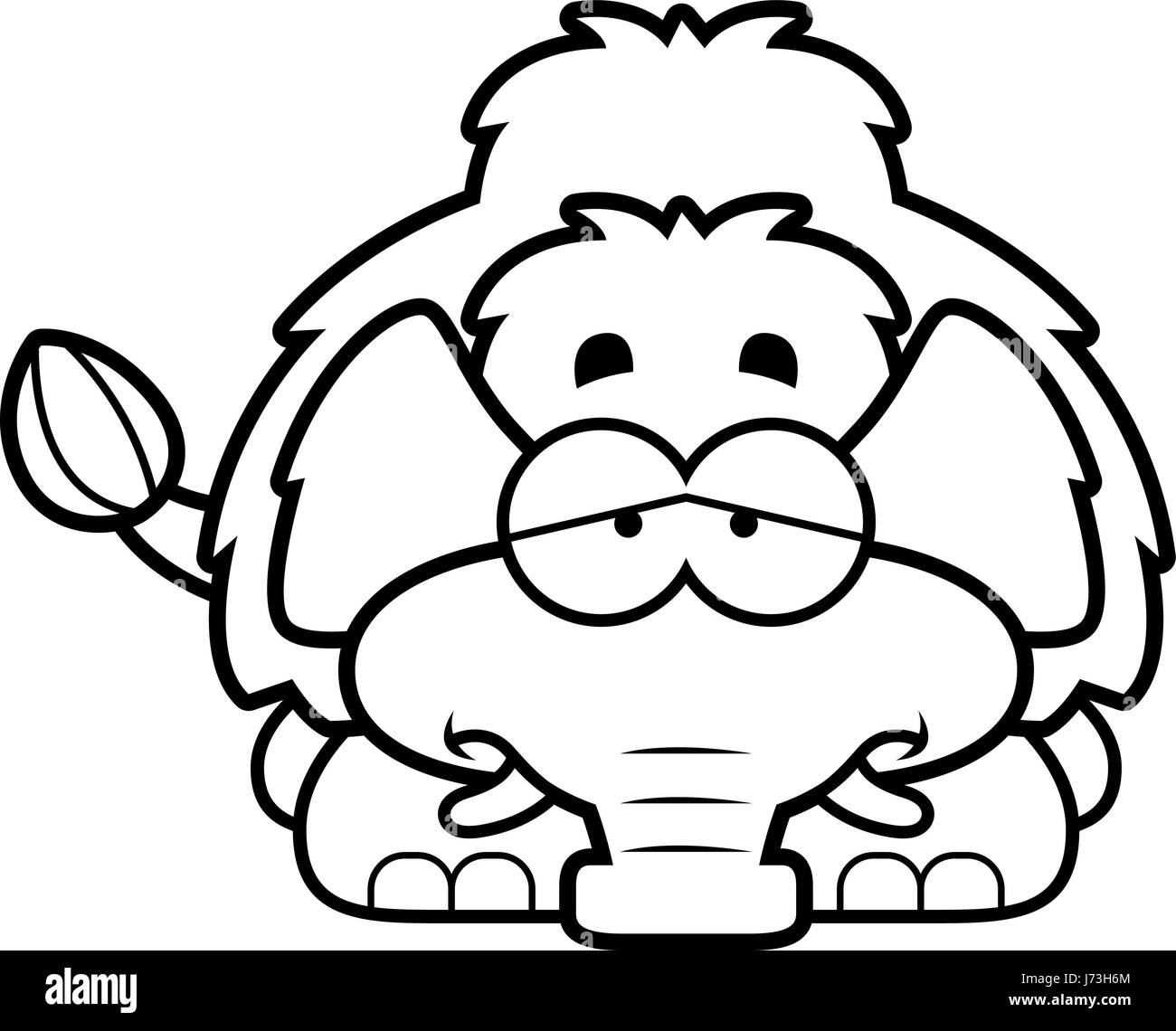 A cartoon illustration of a little mammoth with a sad expression Stock ...