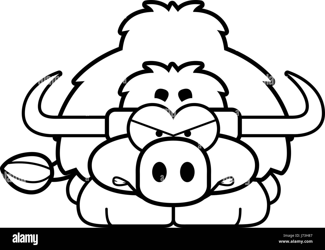 A cartoon illustration of a little yak with an angry expression Stock ...