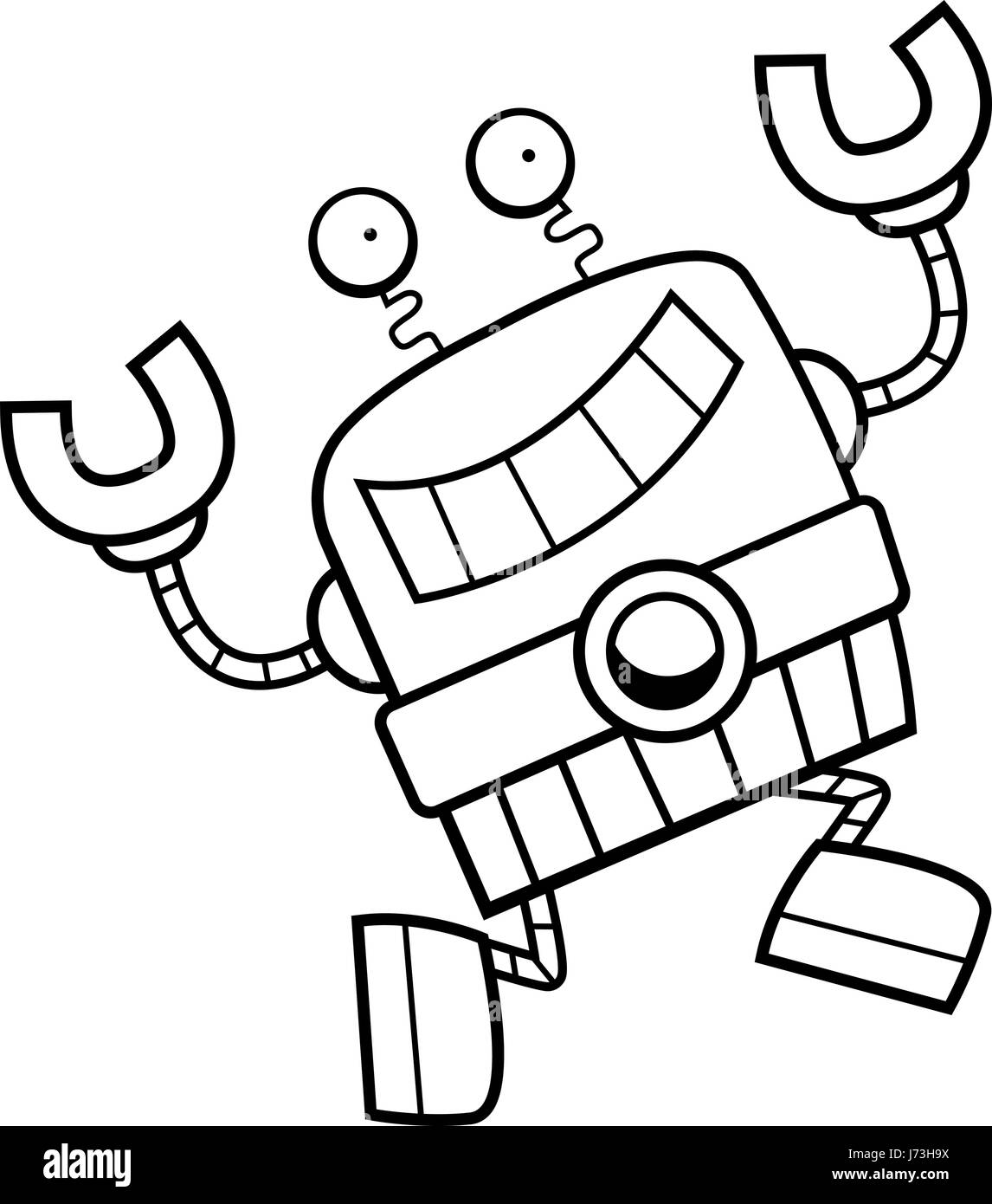 A happy cartoon robot running and smiling Stock Vector Image & Art - Alamy