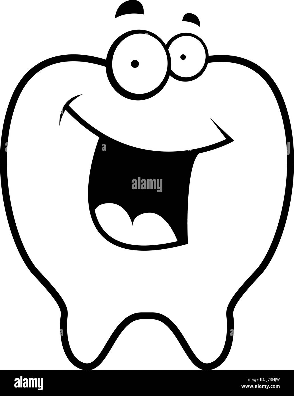 Cartoon white tooth happy smiling Black and White Stock Photos & Images ...