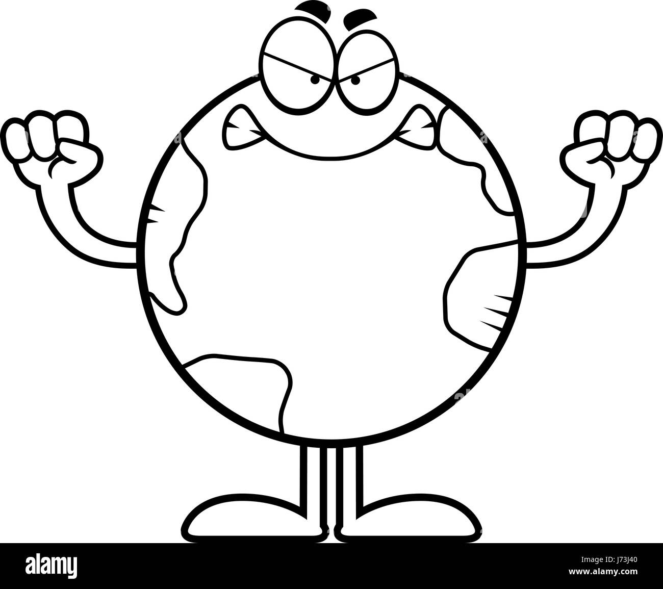 A cartoon illustration of the planet Earth looking angry Stock Vector ...