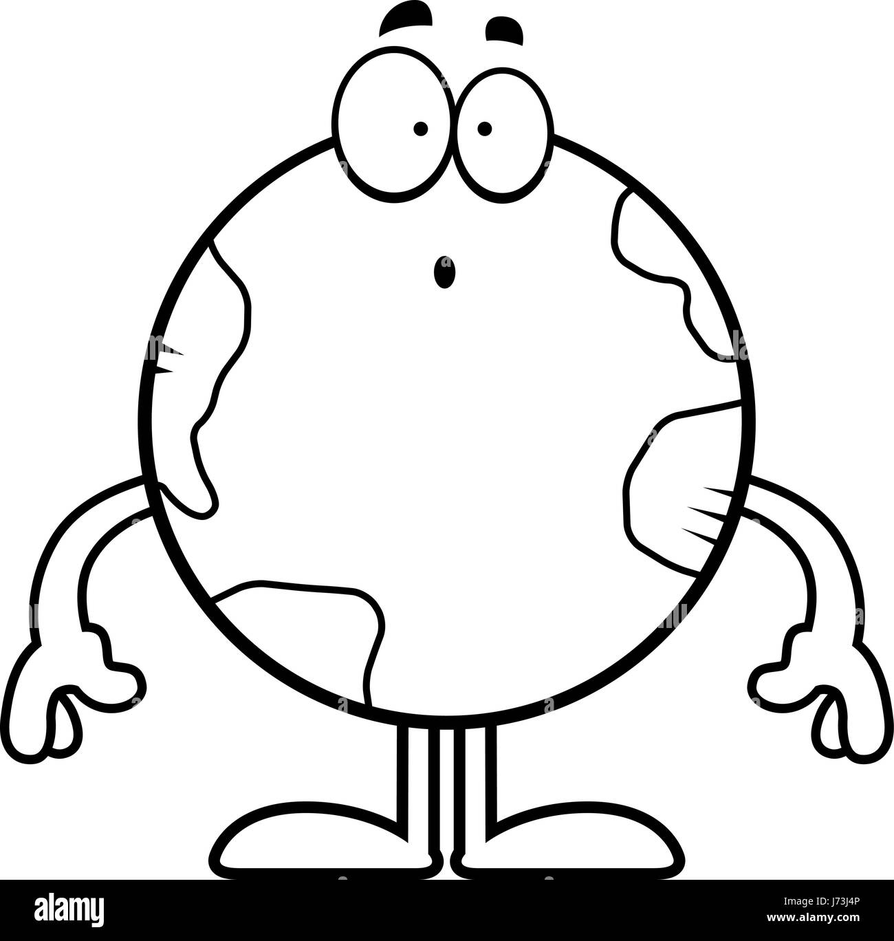 A cartoon illustration of the planet Earth looking surprised Stock ...