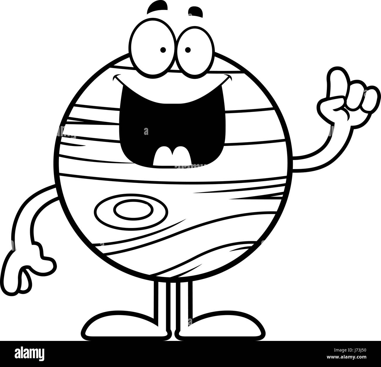 A cartoon illustration of the planet Jupiter with an idea Stock Vector ...