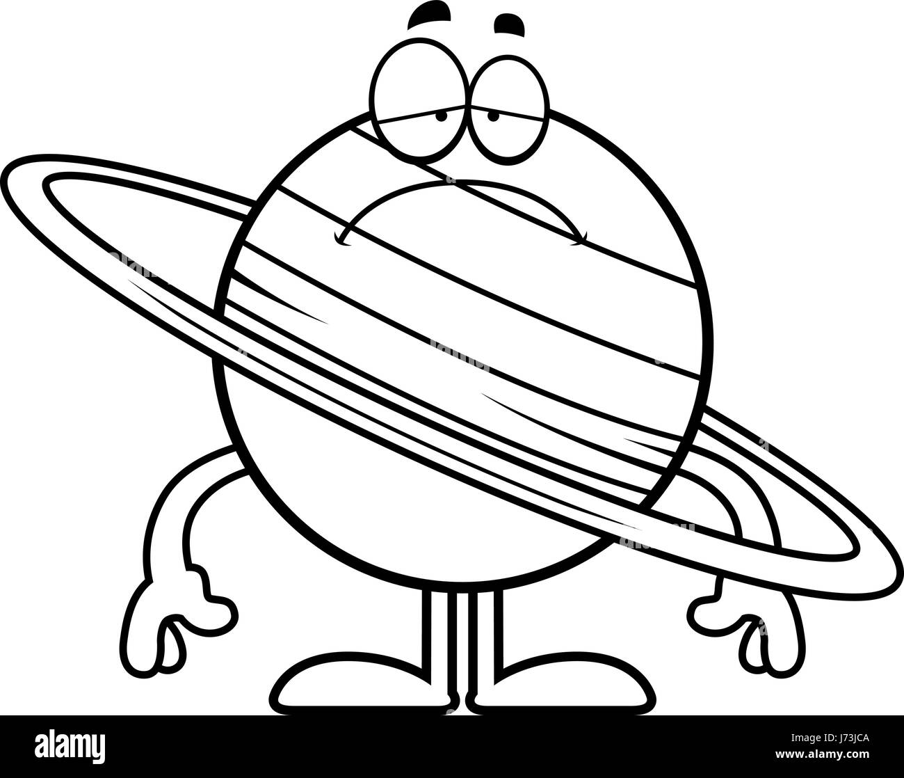A cartoon illustration of the planet Saturn looking sad Stock Vector ...