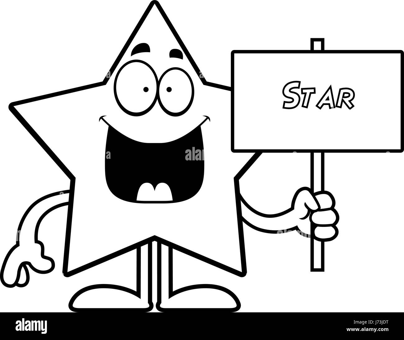 A cartoon illustration of a star holding a sign Stock Vector Image ...