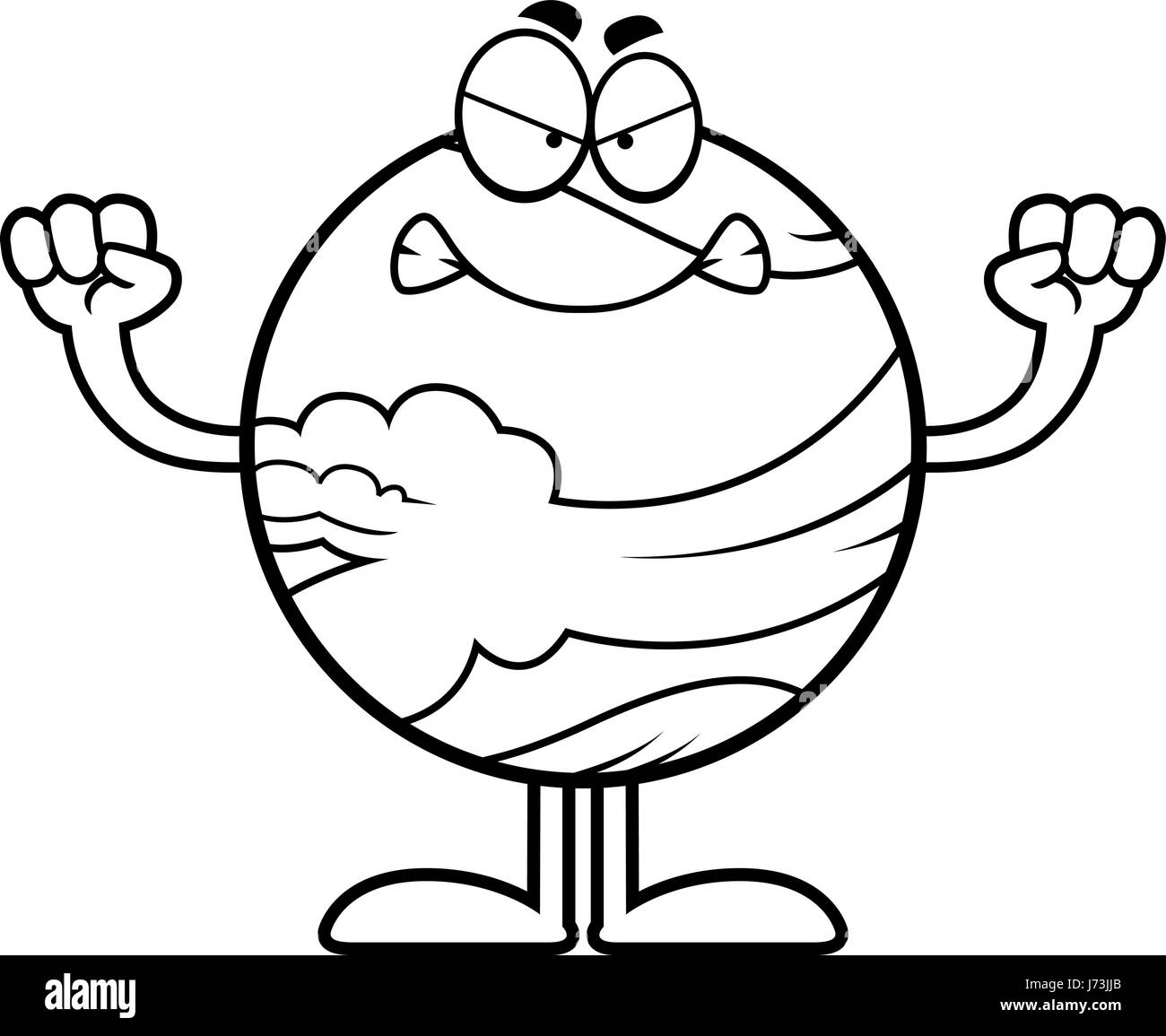 A cartoon illustration of the planet Venus looking angry Stock Vector ...