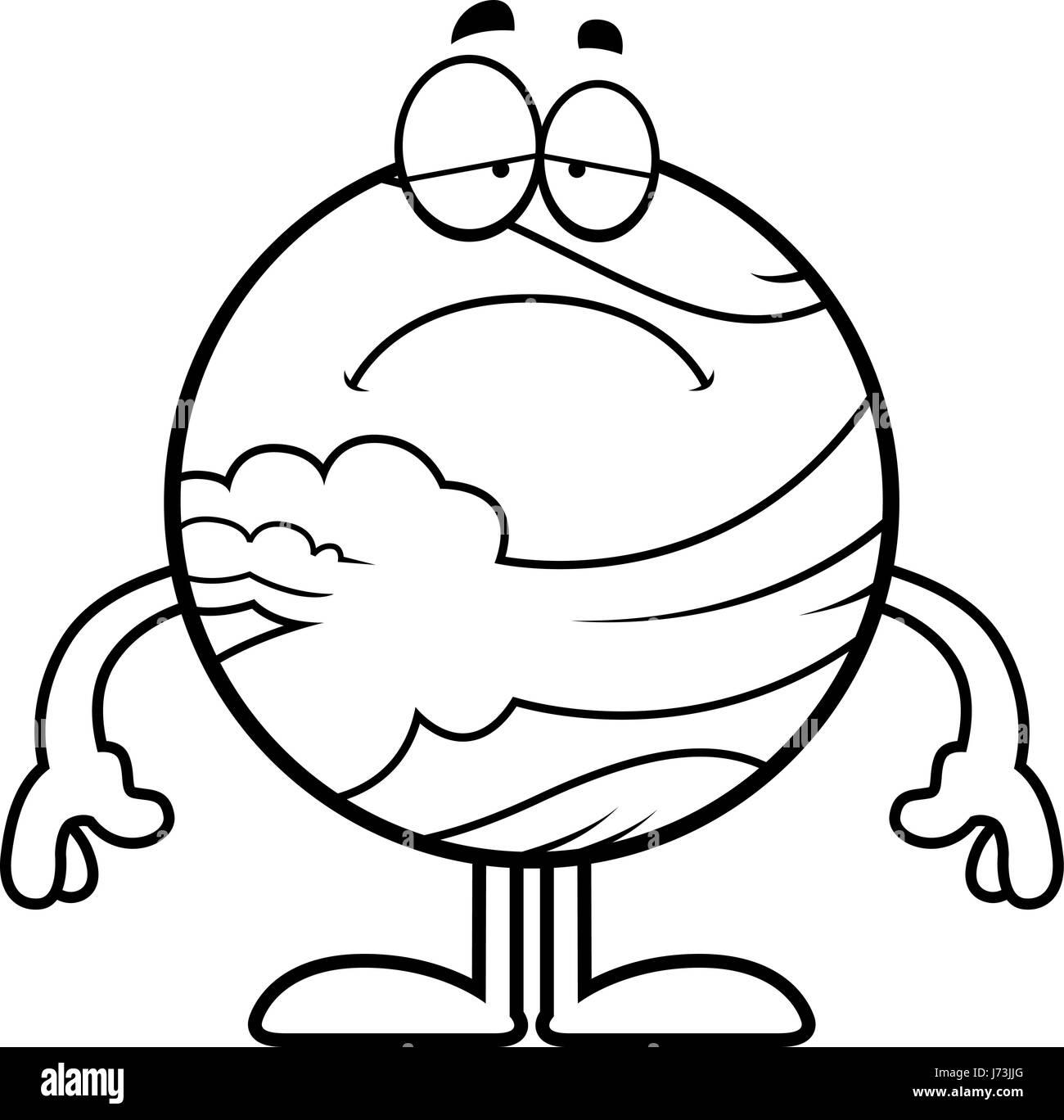 A cartoon illustration of the planet Venus looking sad Stock Vector ...