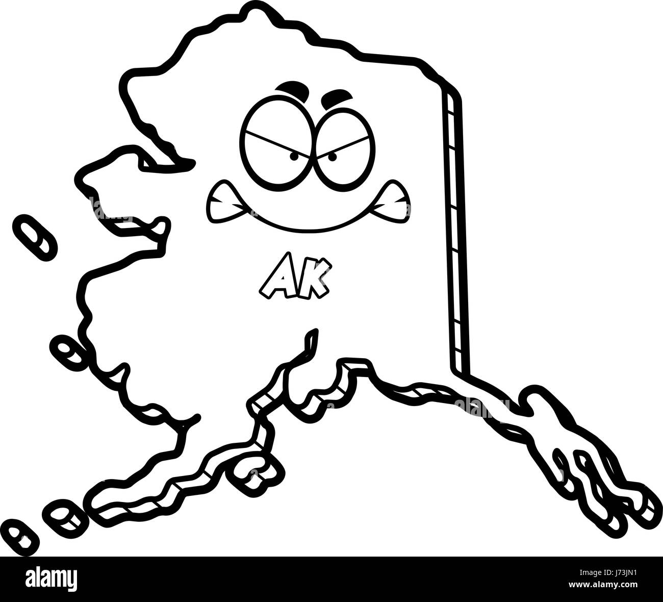 A cartoon illustration of the state of Alaska looking angry Stock ...