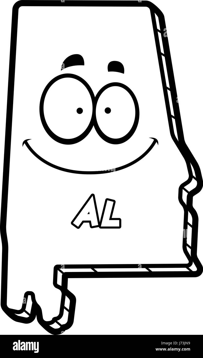 A cartoon illustration of the state of Alabama smiling Stock Vector ...