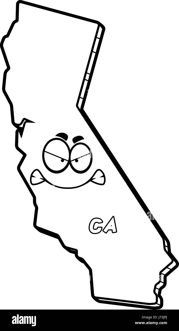 A cartoon illustration of the state of California looking angry Stock ...