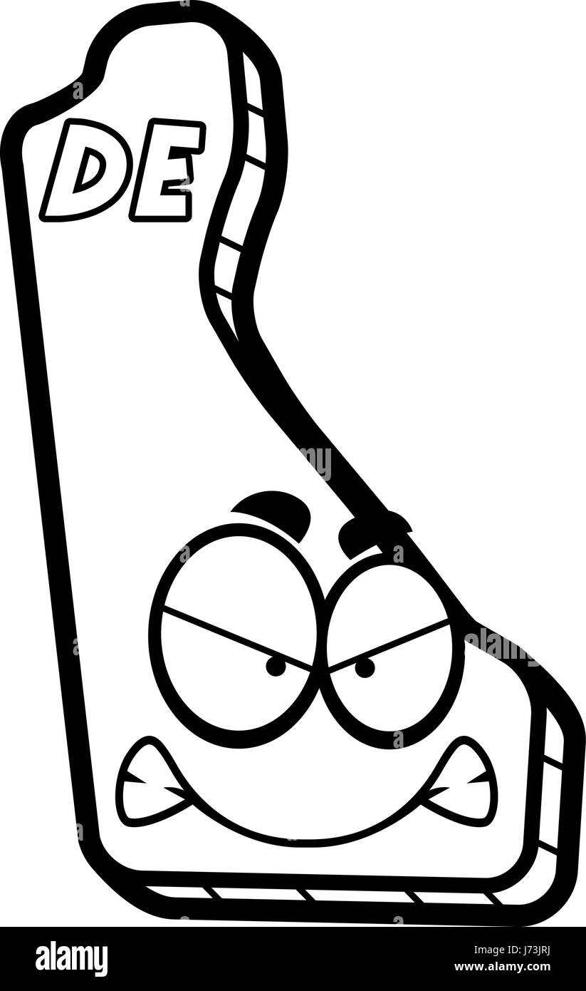 A cartoon illustration of the state of Delaware looking angry Stock ...