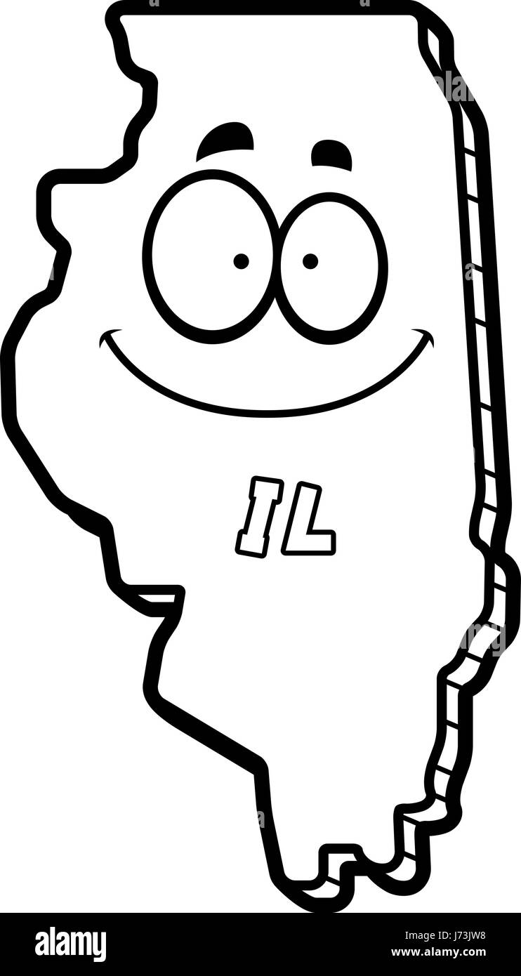 A cartoon illustration of the state of Illinois smiling Stock Vector ...