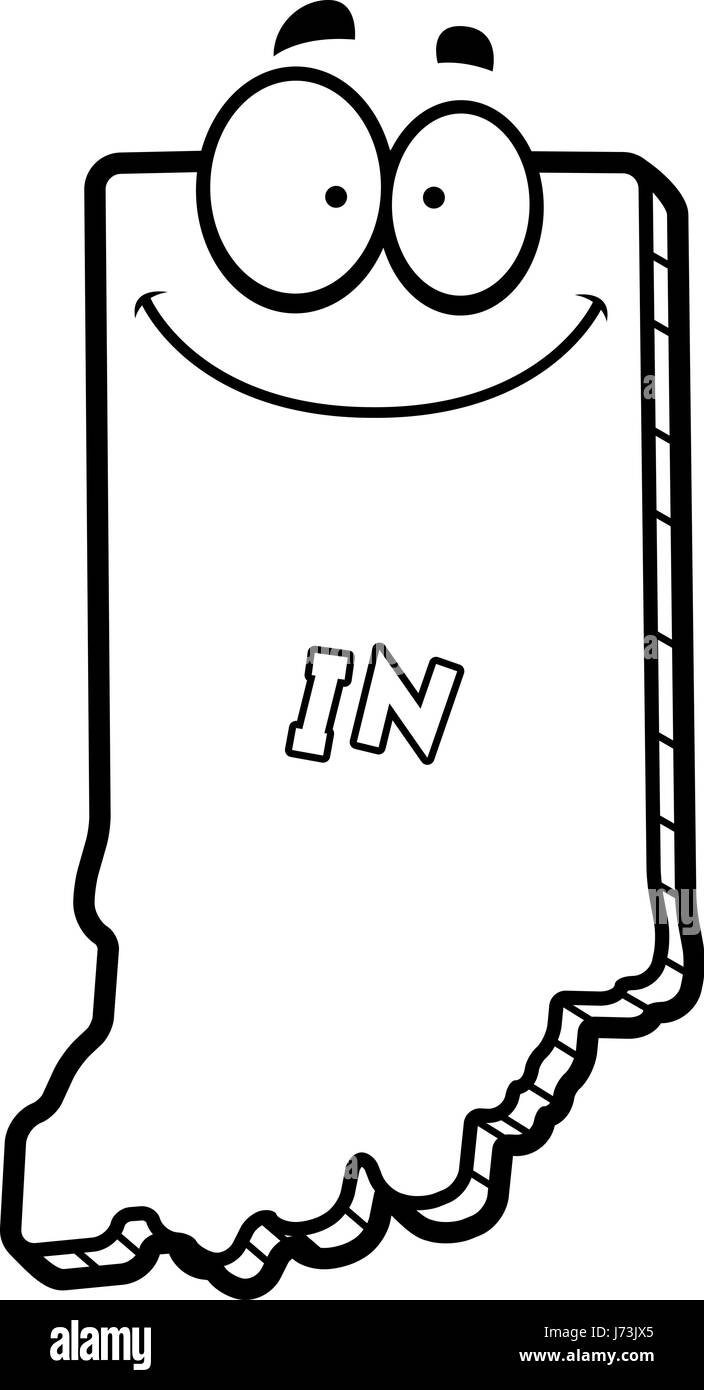 A cartoon illustration of the state of Indiana smiling Stock Vector ...