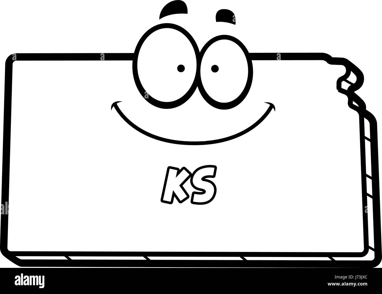 A cartoon illustration of the state of Kansas smiling Stock Vector ...