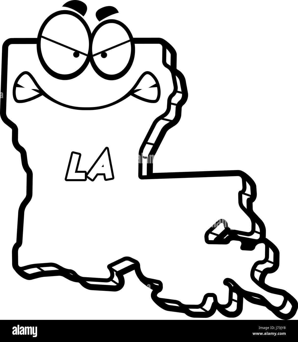 A cartoon illustration of the state of Louisiana looking angry Stock ...