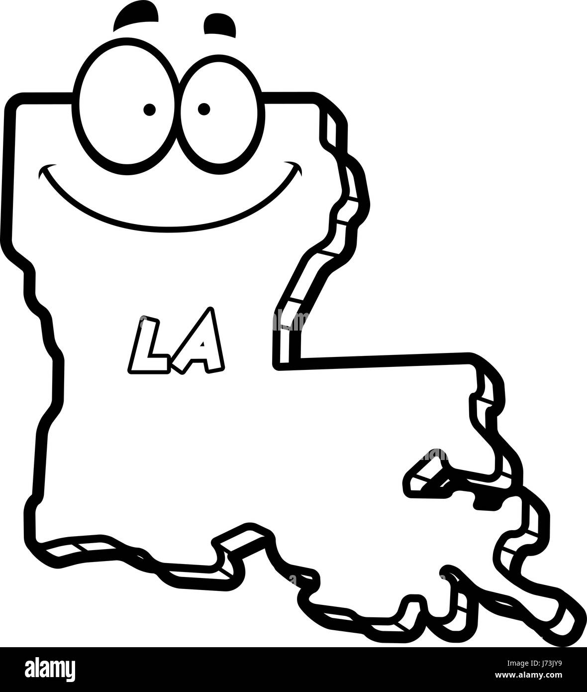 A cartoon illustration of the state of Louisiana smiling Stock Vector ...