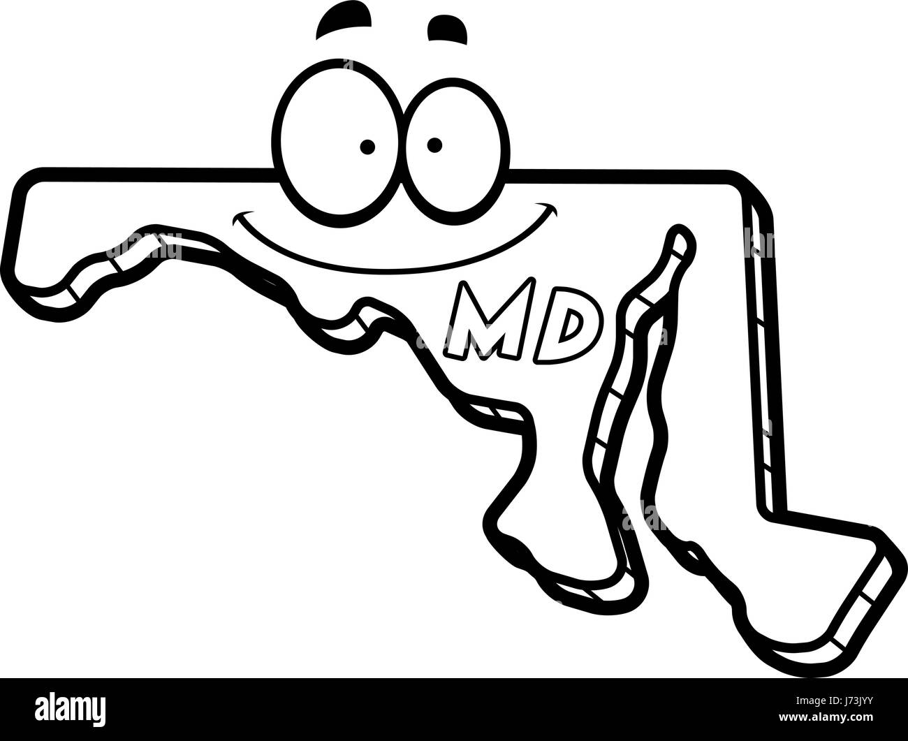 A cartoon illustration of the state of Maryland smiling Stock Vector ...