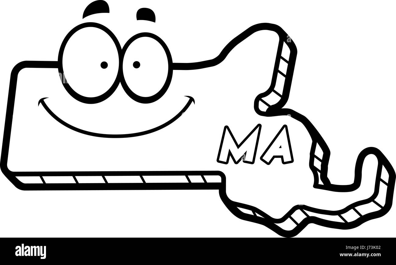 A cartoon illustration of the state of Massachusetts smiling Stock ...