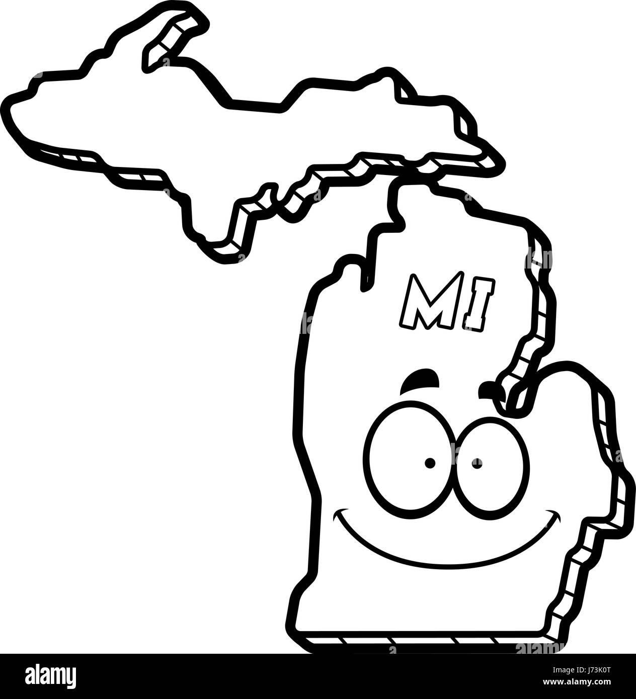 A cartoon illustration of the state of Michigan smiling Stock Vector ...