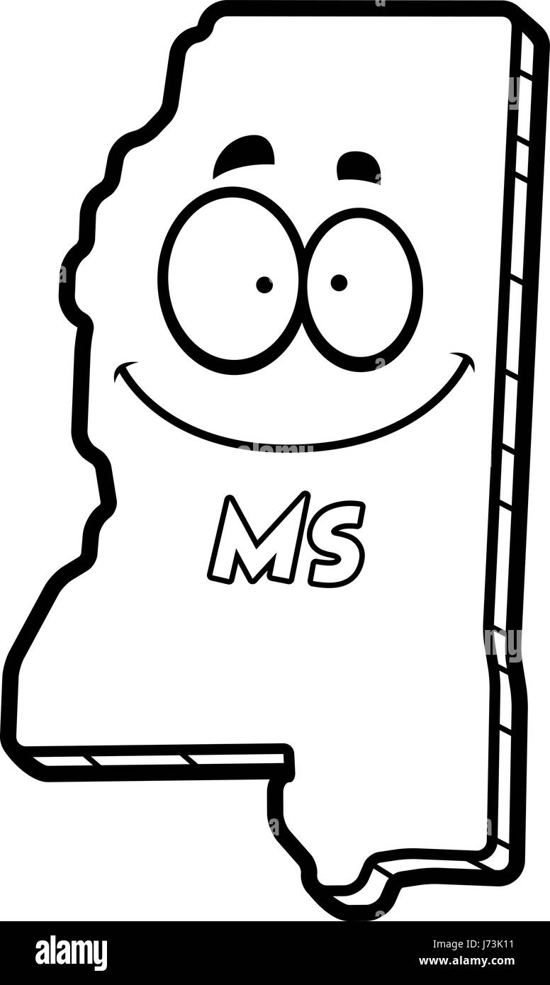 A cartoon illustration of the state of Mississippi smiling Stock Vector ...