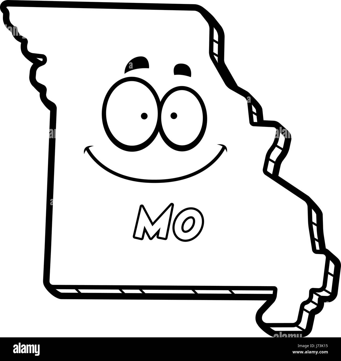 A cartoon illustration of the state of Missouri smiling Stock Vector ...
