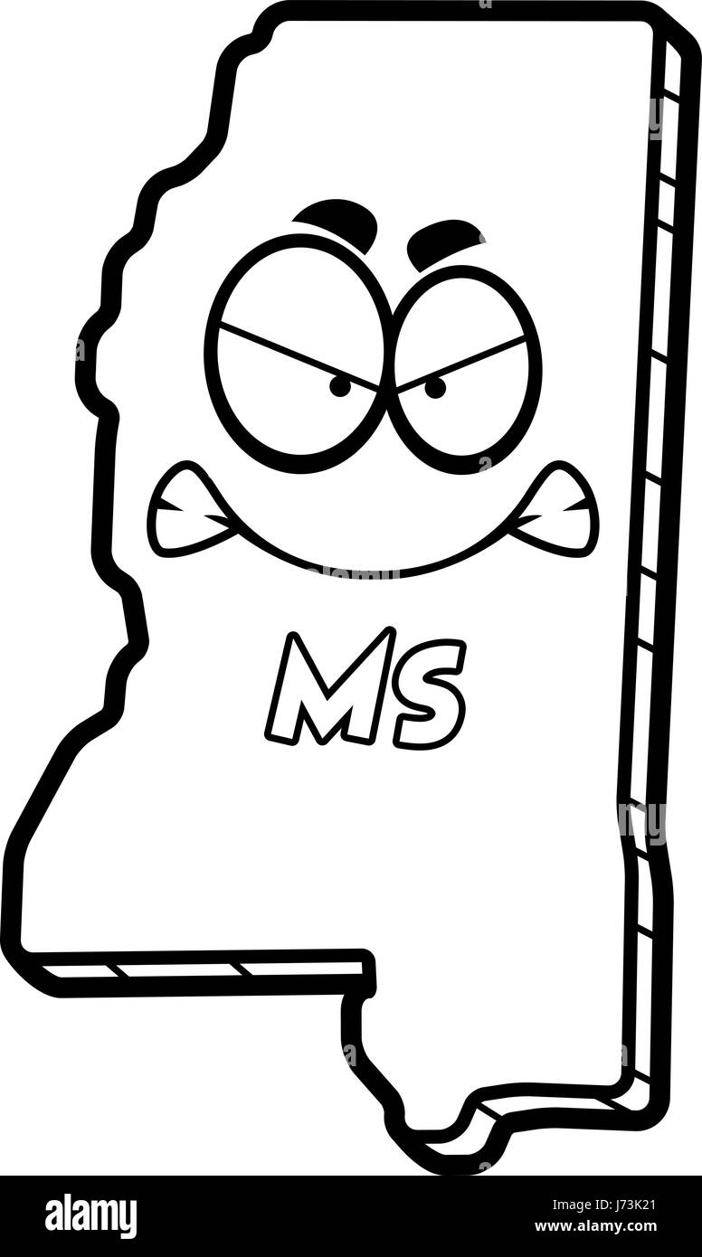 A cartoon illustration of the state of Mississippi looking angry Stock ...