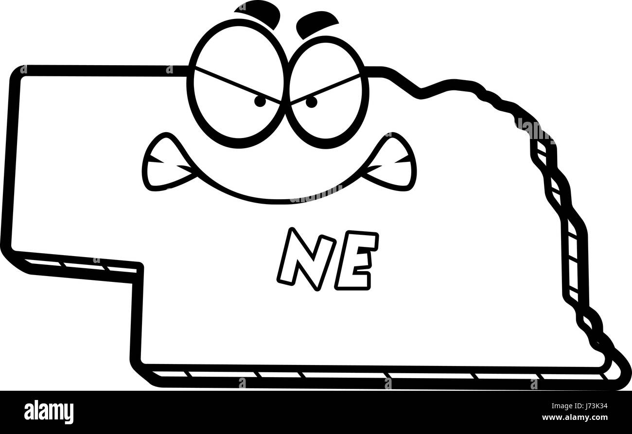 A cartoon illustration of the state of Nebraska looking angry Stock ...