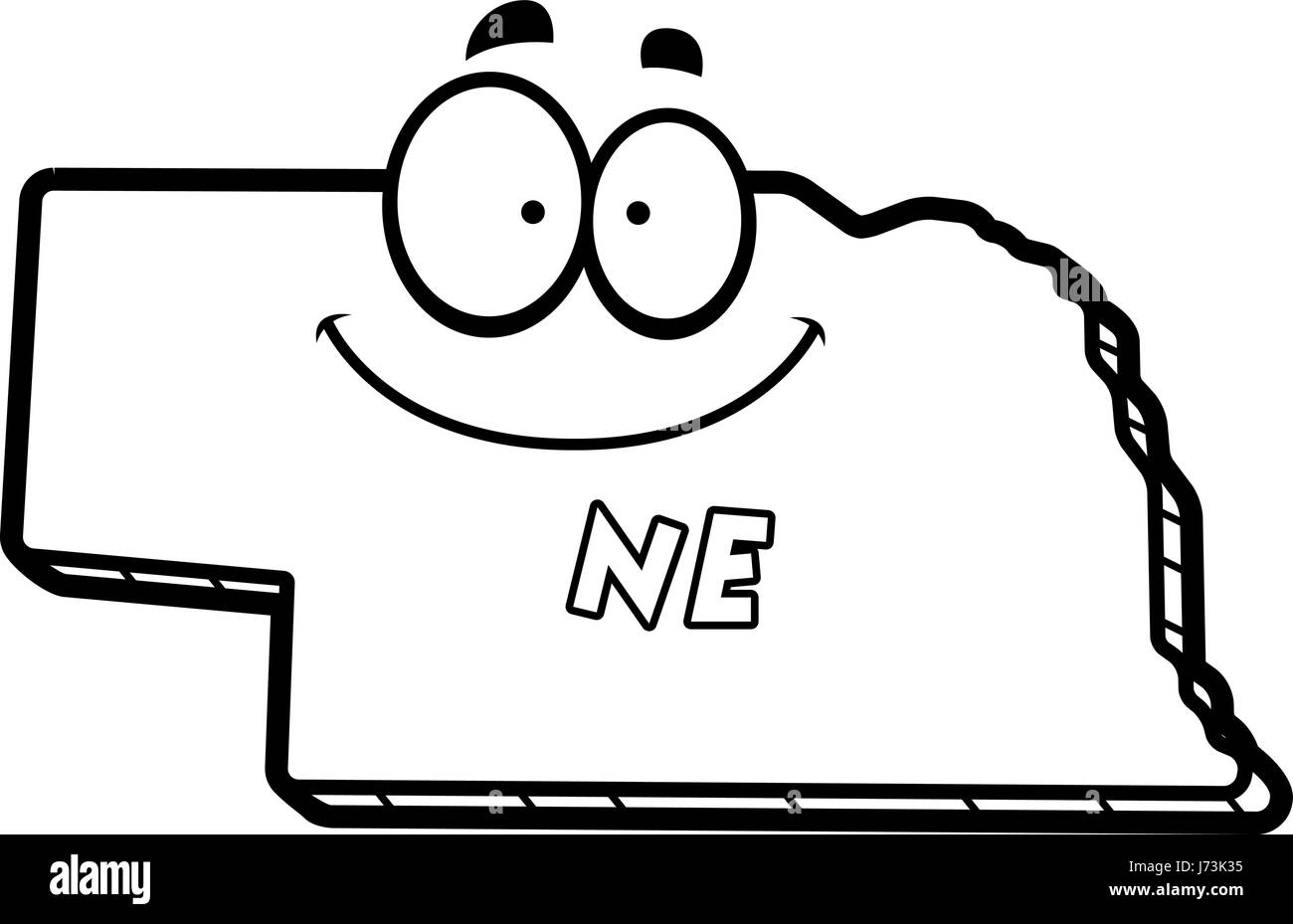 A cartoon illustration of the state of Nebraska smiling Stock Vector ...