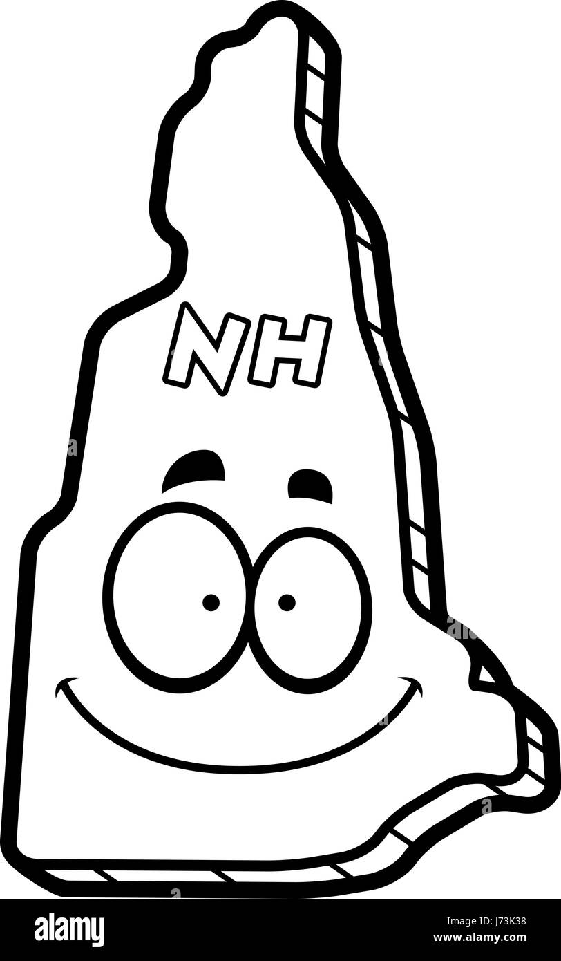A cartoon illustration of the state of New Hampshire smiling Stock ...