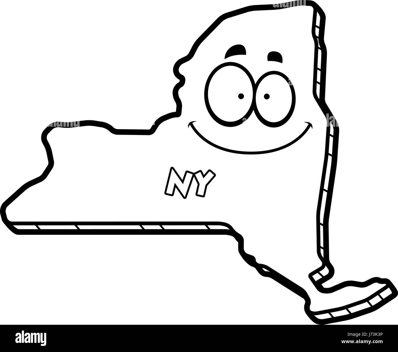 A cartoon illustration of the state of New York smiling Stock Vector ...